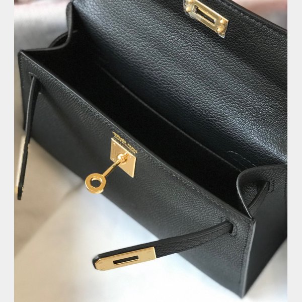 Hermes Mini Kelly Black Replica HandBolsa Epsom Leather – Replicas De ...