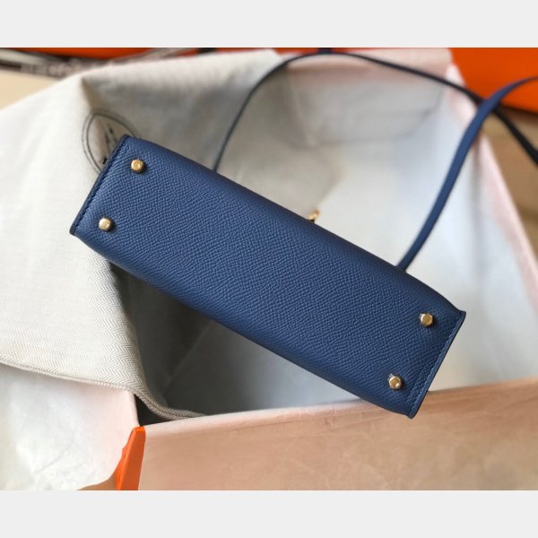 Hermes Blue Mini Kelly Replica HandBolsa Epsom Leather – Replicas De ...