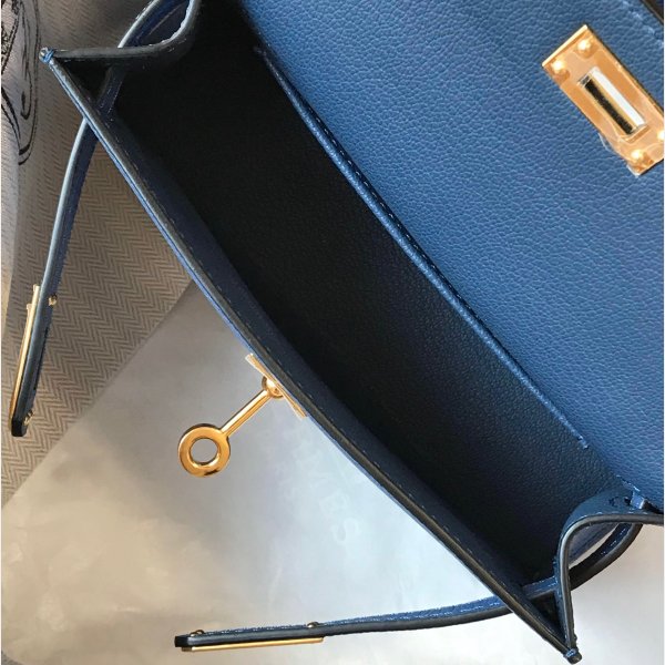 Hermes Blue Mini Kelly Replica HandBolsa Epsom Leather – Replicas De ...