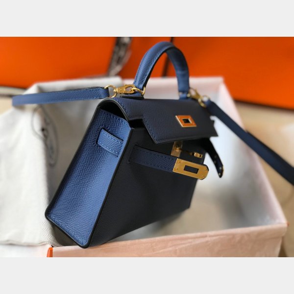 Hermes Blue Mini Kelly Replica HandBolsa Epsom Leather – Replicas De ...