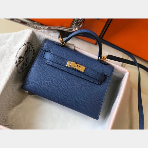 Hermes Blue Mini Kelly Replica HandBolsa Epsom Leather – Replicas De ...